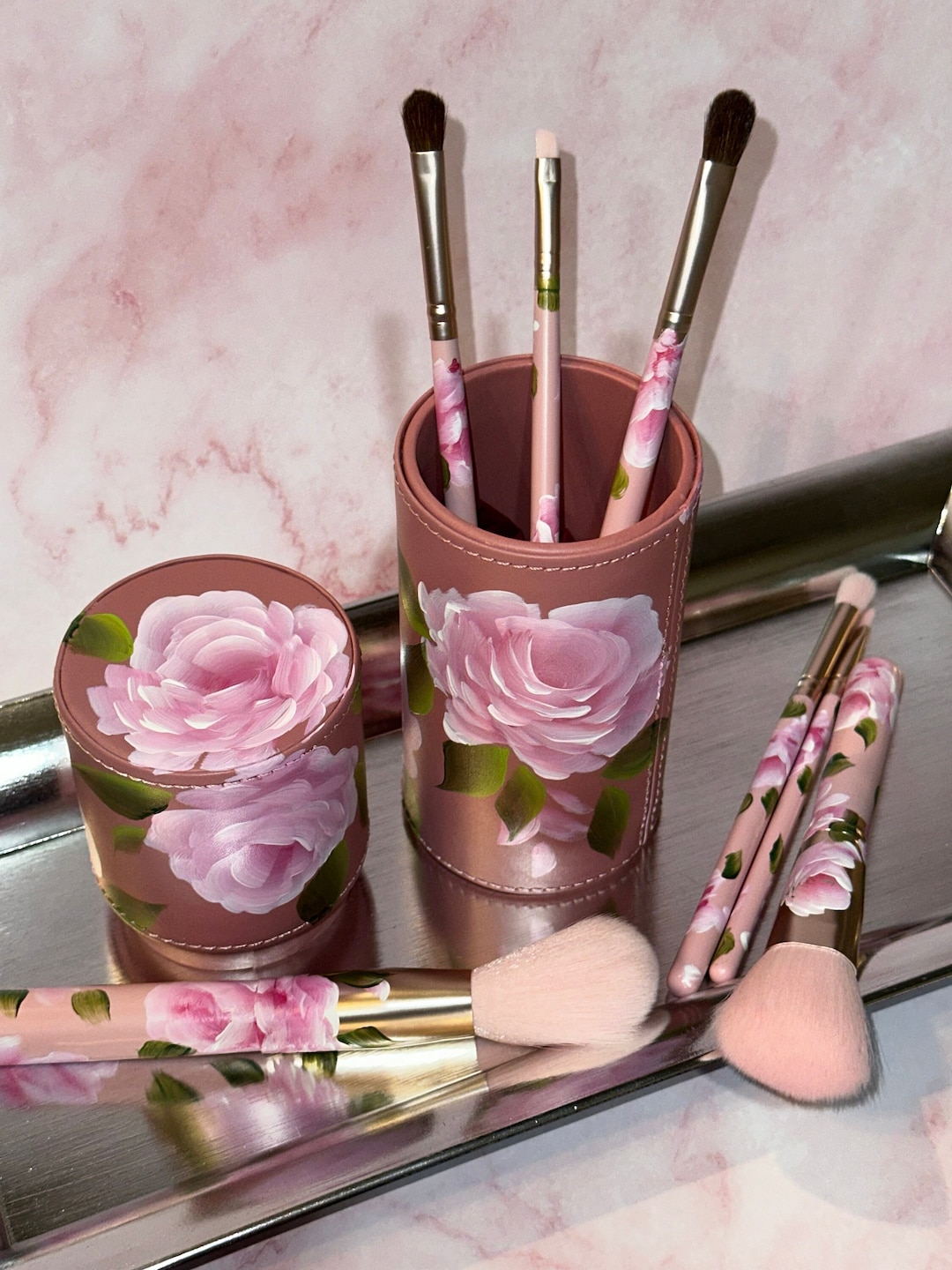 ORIGINAL HAND PAINTED Cosmetic Brush Set, Unique One of a Kind Gift for ...