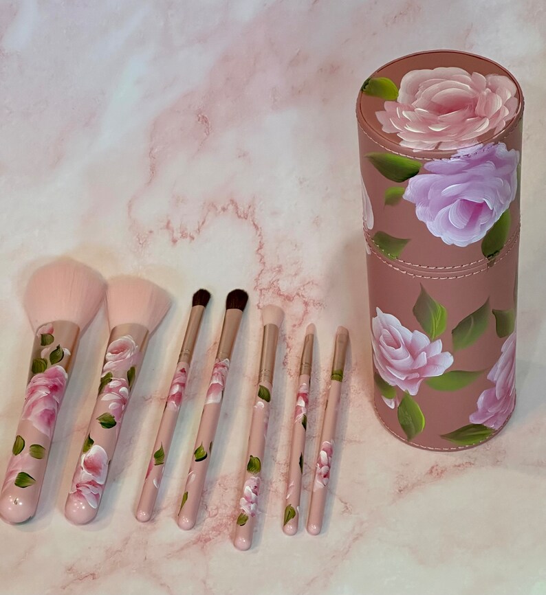 ORIGINAL HAND PAINTED Cosmetic Brush Set, Unique One of a Kind Gift for ...