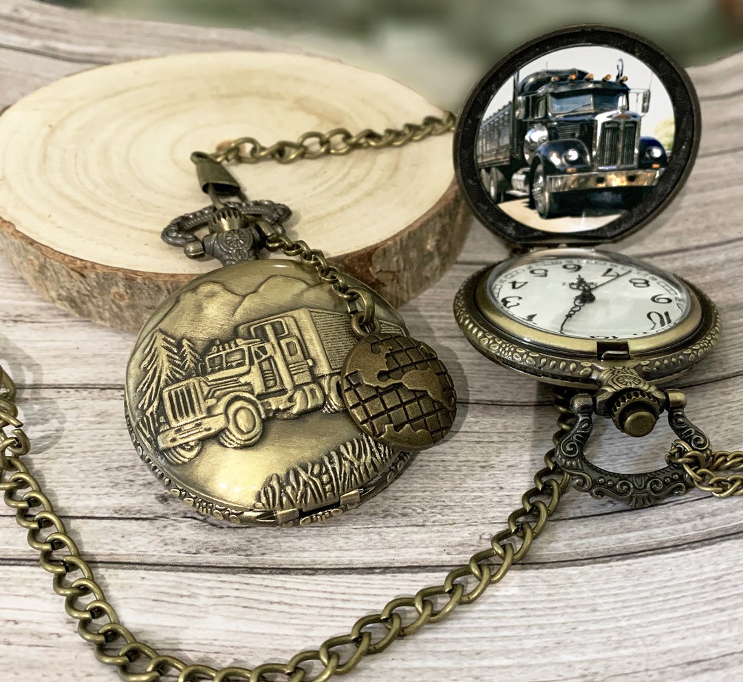 Truck Theme Pocket Watch for Men's, Gift Heavyweight Heavy Truck Driver ...