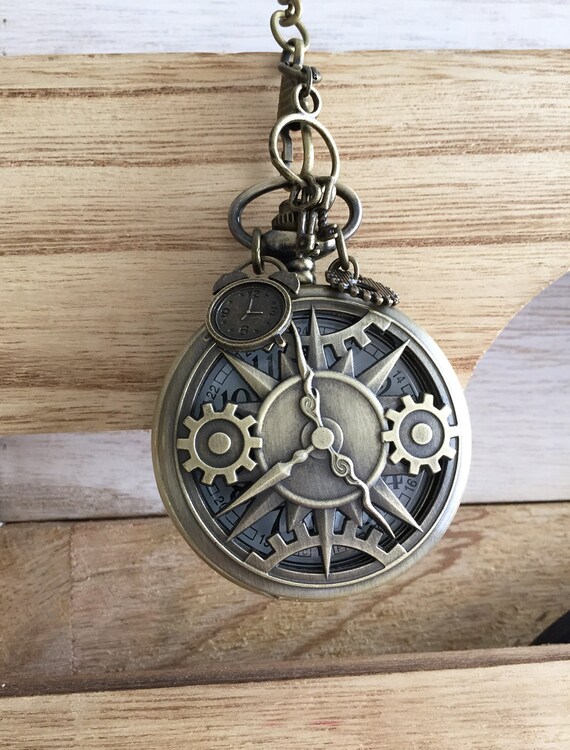 Steampunk style pocket watch antique bronze pocket watch man | Etsy