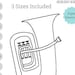Baritone Euphonium Outline Embroidery Design 3 Sizes Included 2, 3, 4 ...