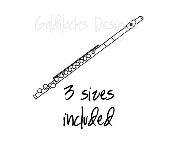 Flute Outline Embroidery Design 2 Sizes Included 3 - Etsy