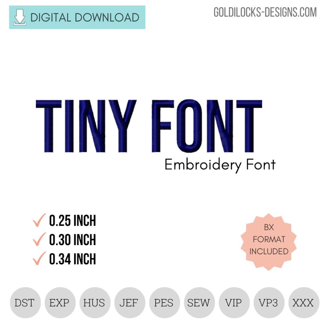 Tiny Machine Embroidery Font Embroidery Font in 3 Sizes BX Format ...