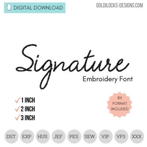 Signature Handwriting Hand Lettering Script Machine Embroidery - Etsy