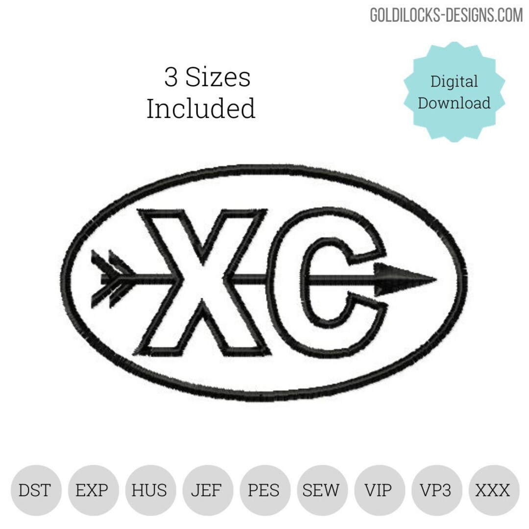 Cross Country XC Logo Embroidery Design With Filled Arrow and Thick ...