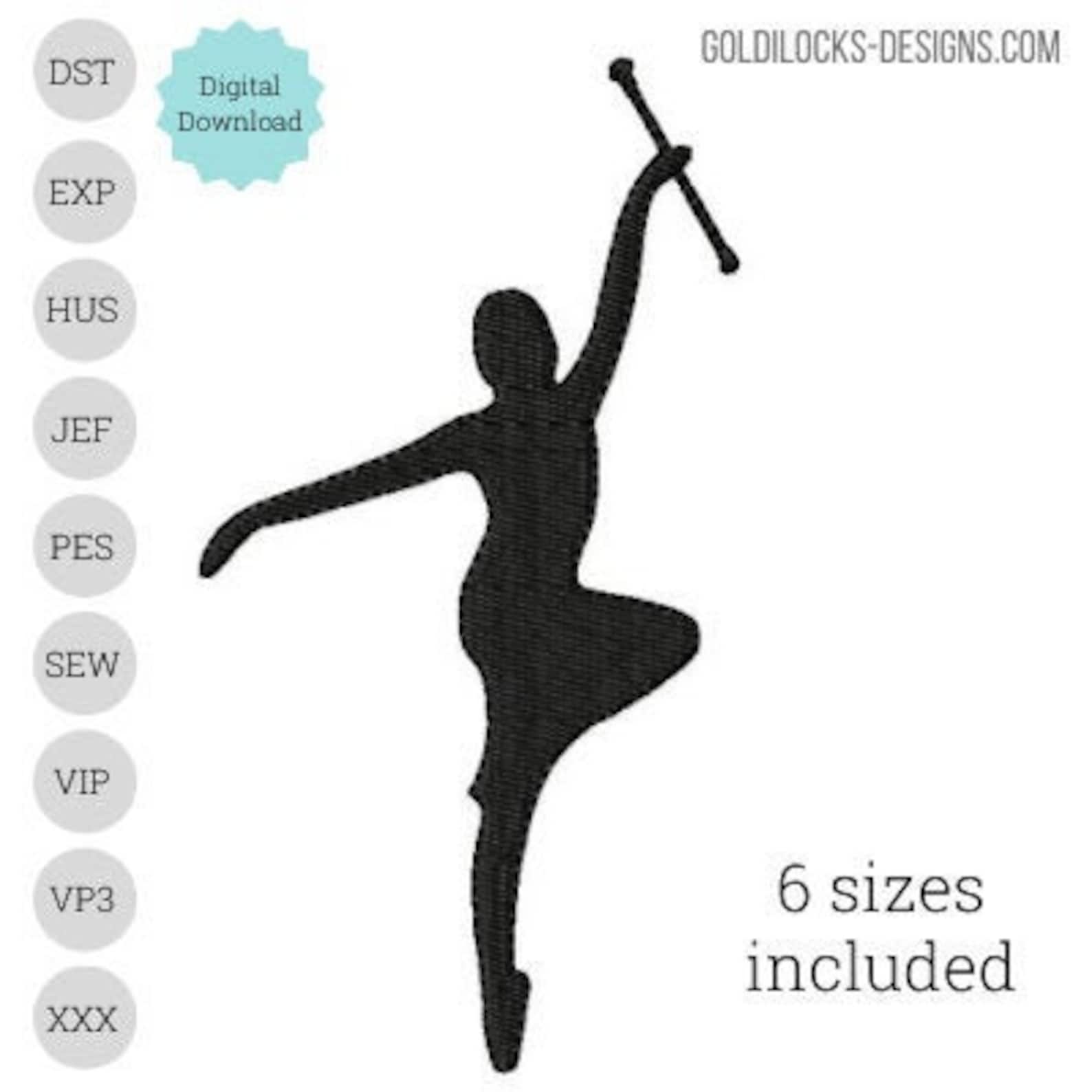 Baton Twirler Dancing Silhouette 2 Embroidery Design 6 Sizes - Etsy