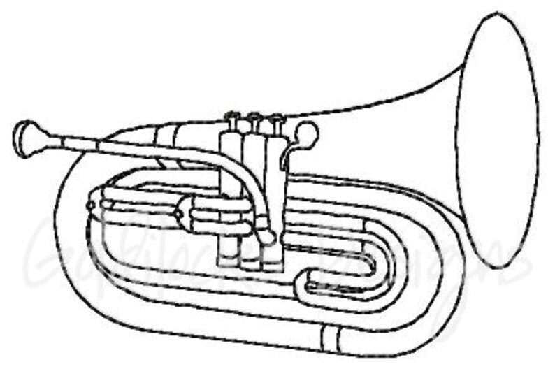 Marching Baritone Euphonium Outline Embroidery Design 3 Sizes | Etsy