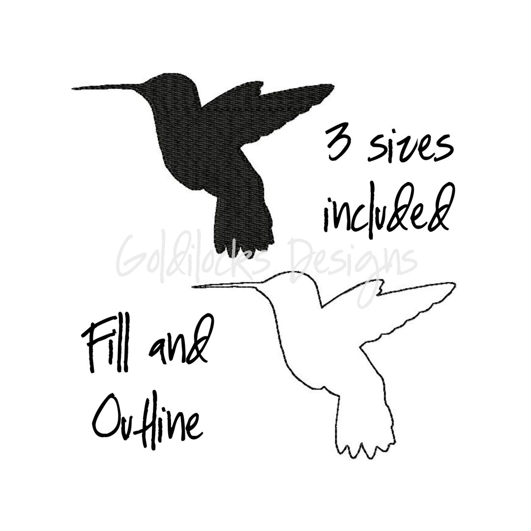 Hummingbird Embroidery Design 3 Sizes Included in Both Fill - Etsy