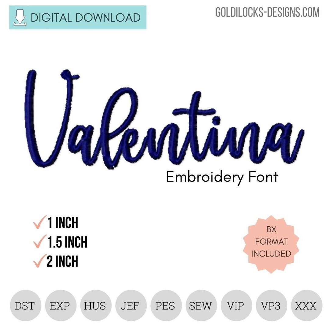 Valentina Script Handwriting Machine Embroidery Font Embroidery Font in ...