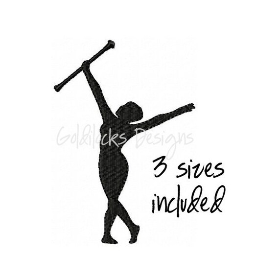 Baton Twirler Pose Silhouette Embroidery Design 3 Sizes - Etsy