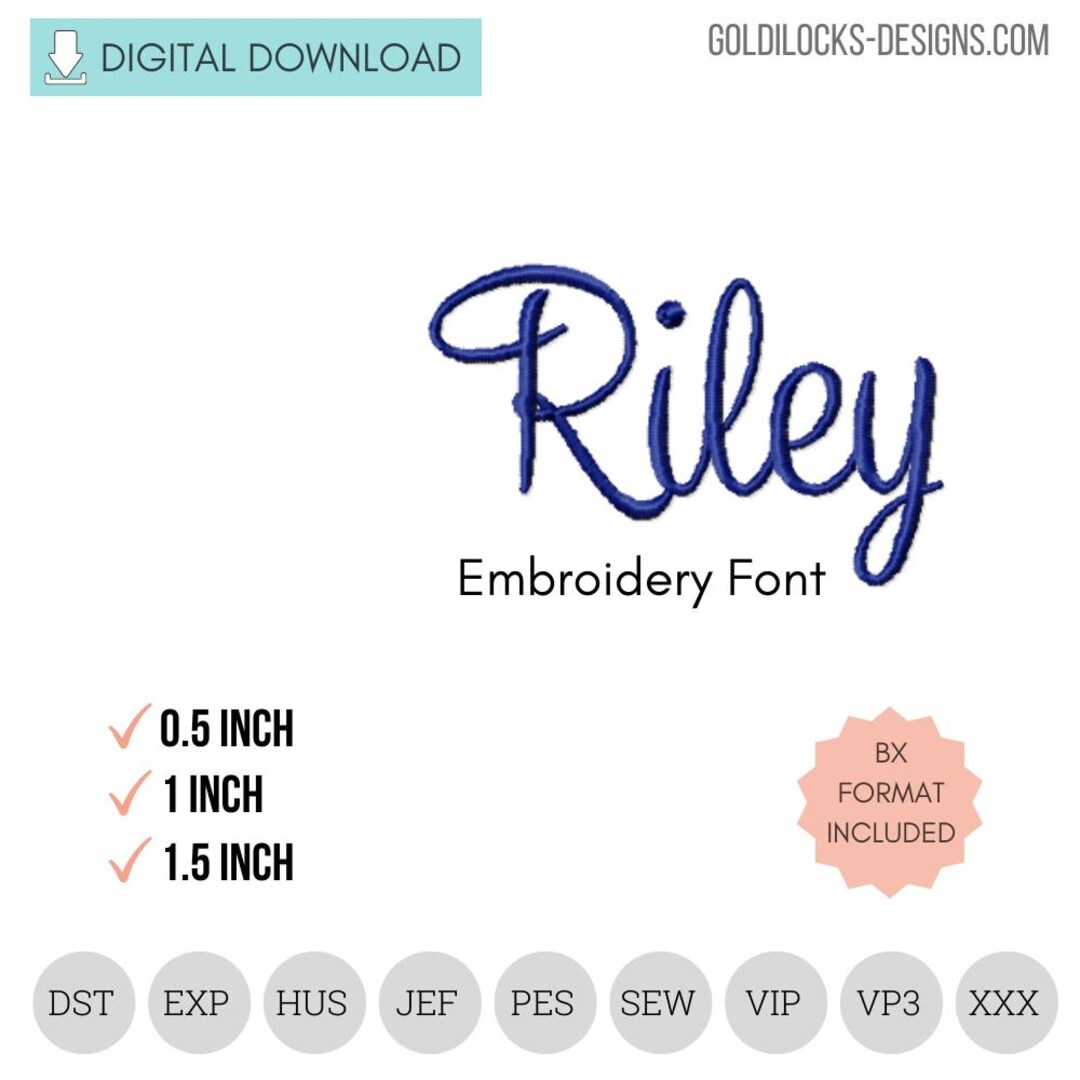 Riley Gorgeous Trendy Calligraphy Handwriting Script Machine Embroidery ...