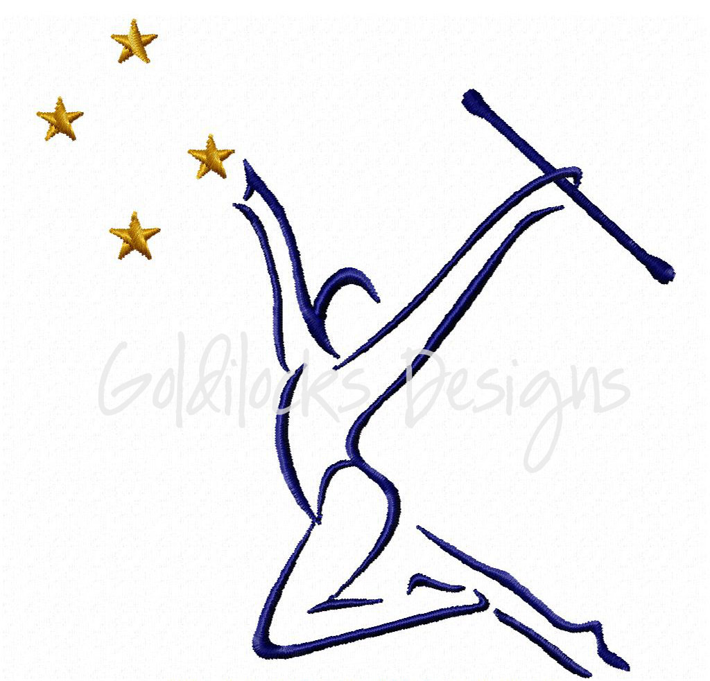 Baton Twirler Sketch Silhouette Embroidery Design 3 Sizes - Etsy