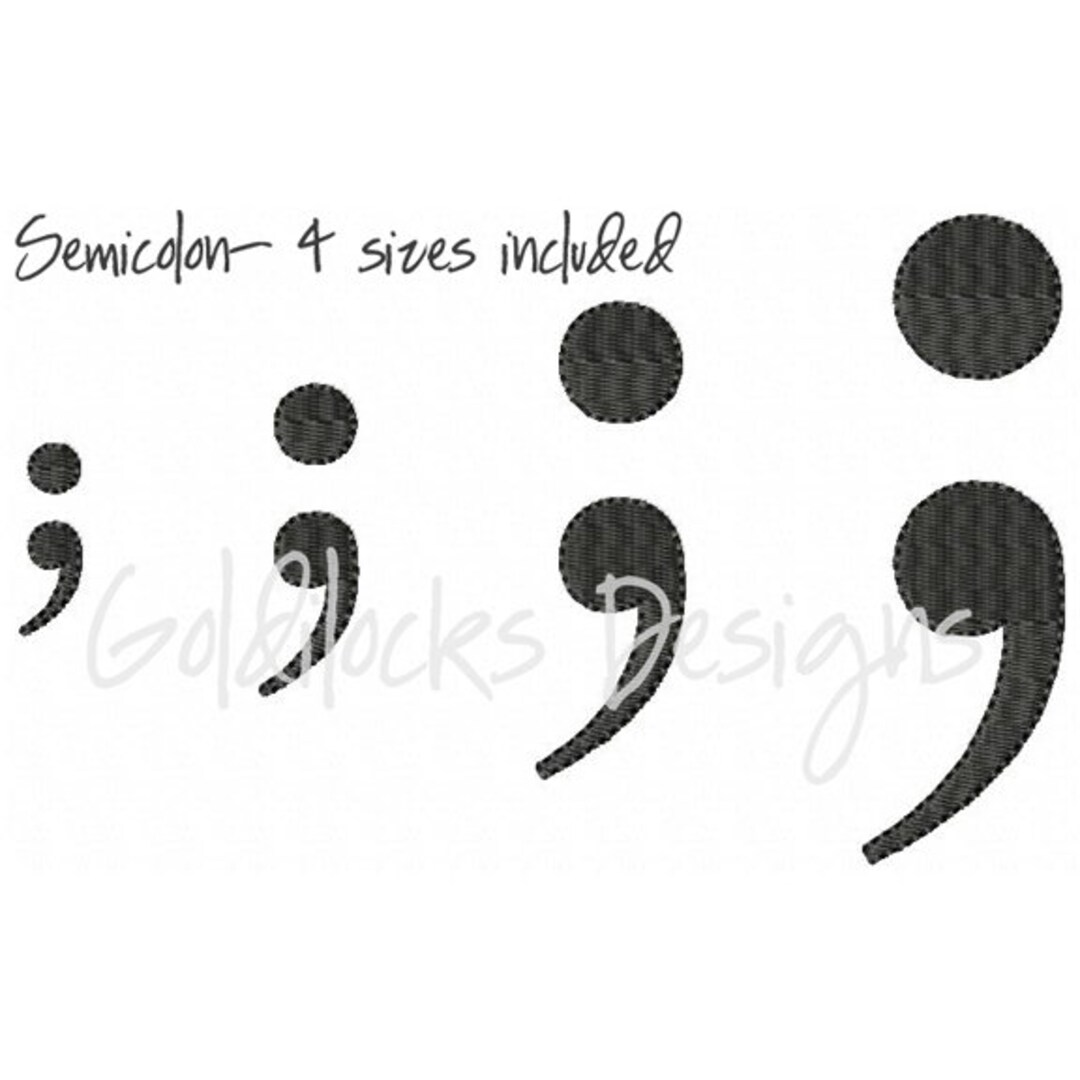 Semicolon Mental Health Design 4 Sizes Included Embroidery - Etsy