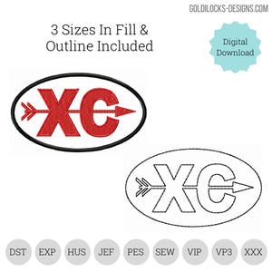 Cross Country XC Logo Embroidery Design in Fill and Outline in 3 Sizes ...