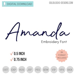 Amanda Script Handwriting Machine Embroidery Font Embroidery Font in 2 ...