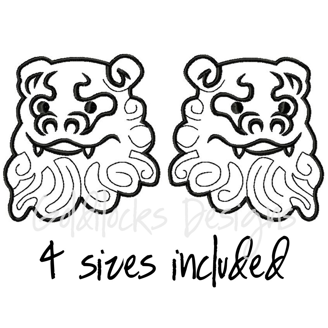 Shisa Head Japan Embroidery Design in Both Left and Right - Etsy