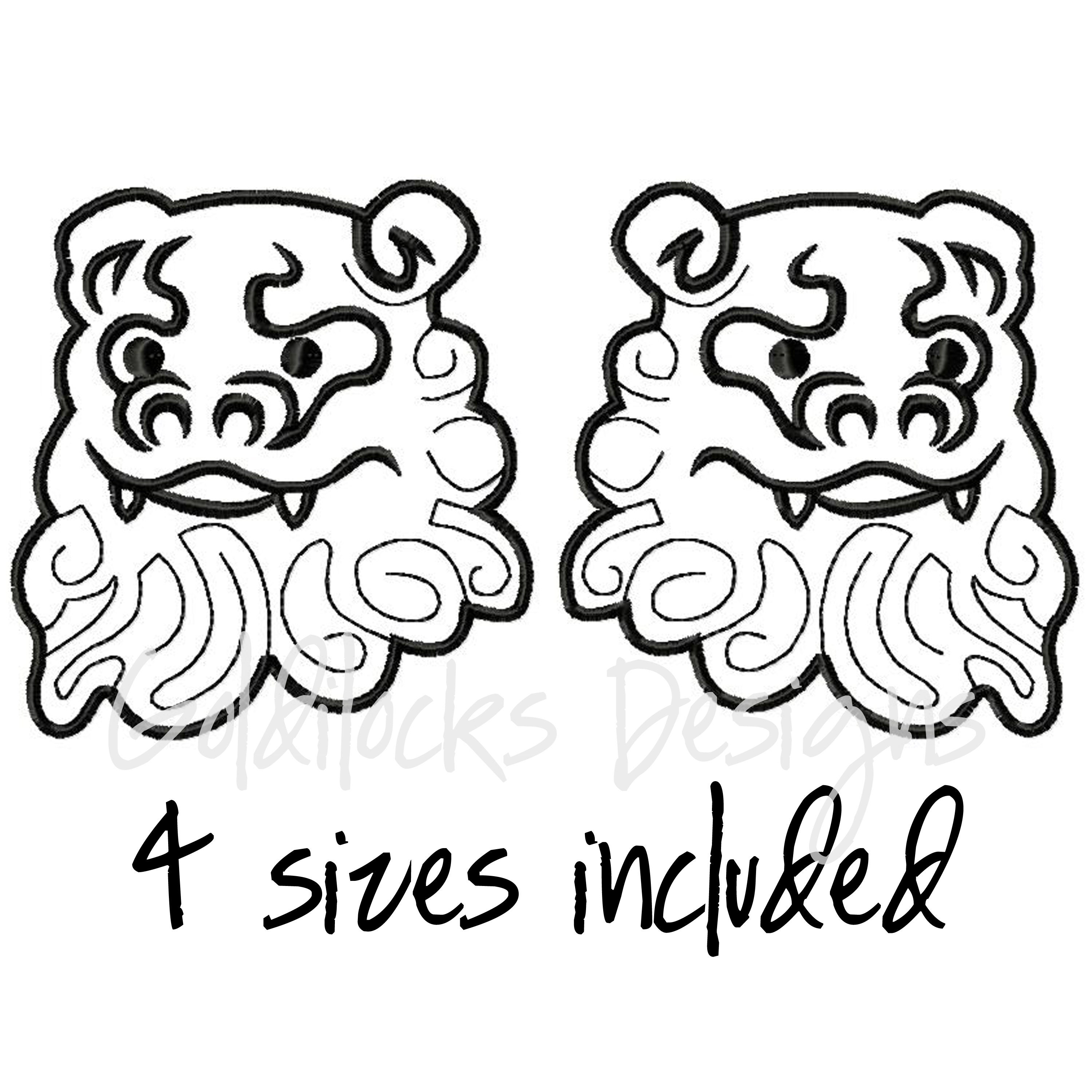 Shisa Head Japan Embroidery Design in Both Left and Right - Etsy