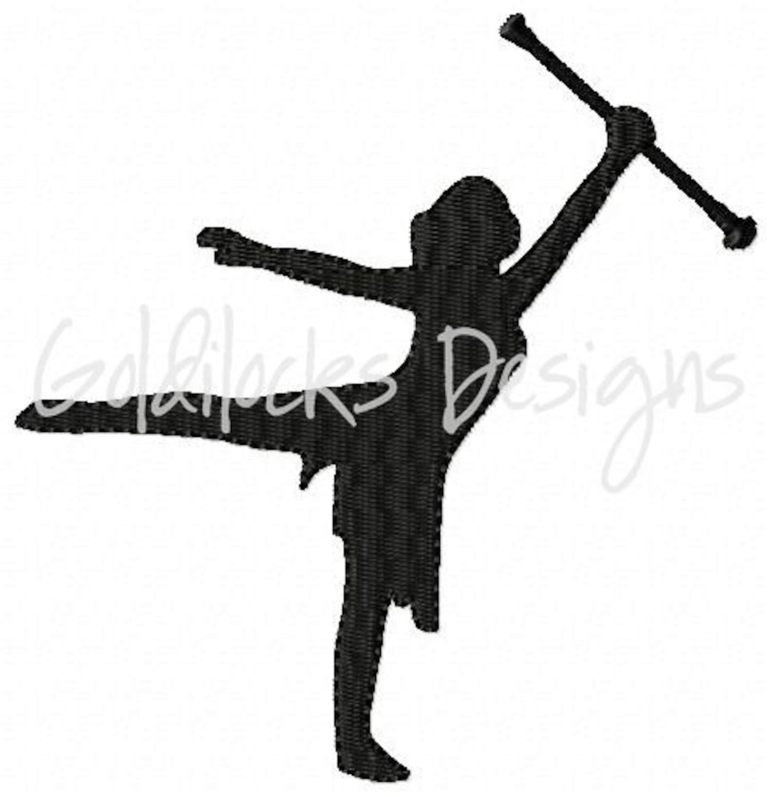 Baton Twirler Dancing 2 Silhouette Embroidery Design 3 Sizes - Etsy
