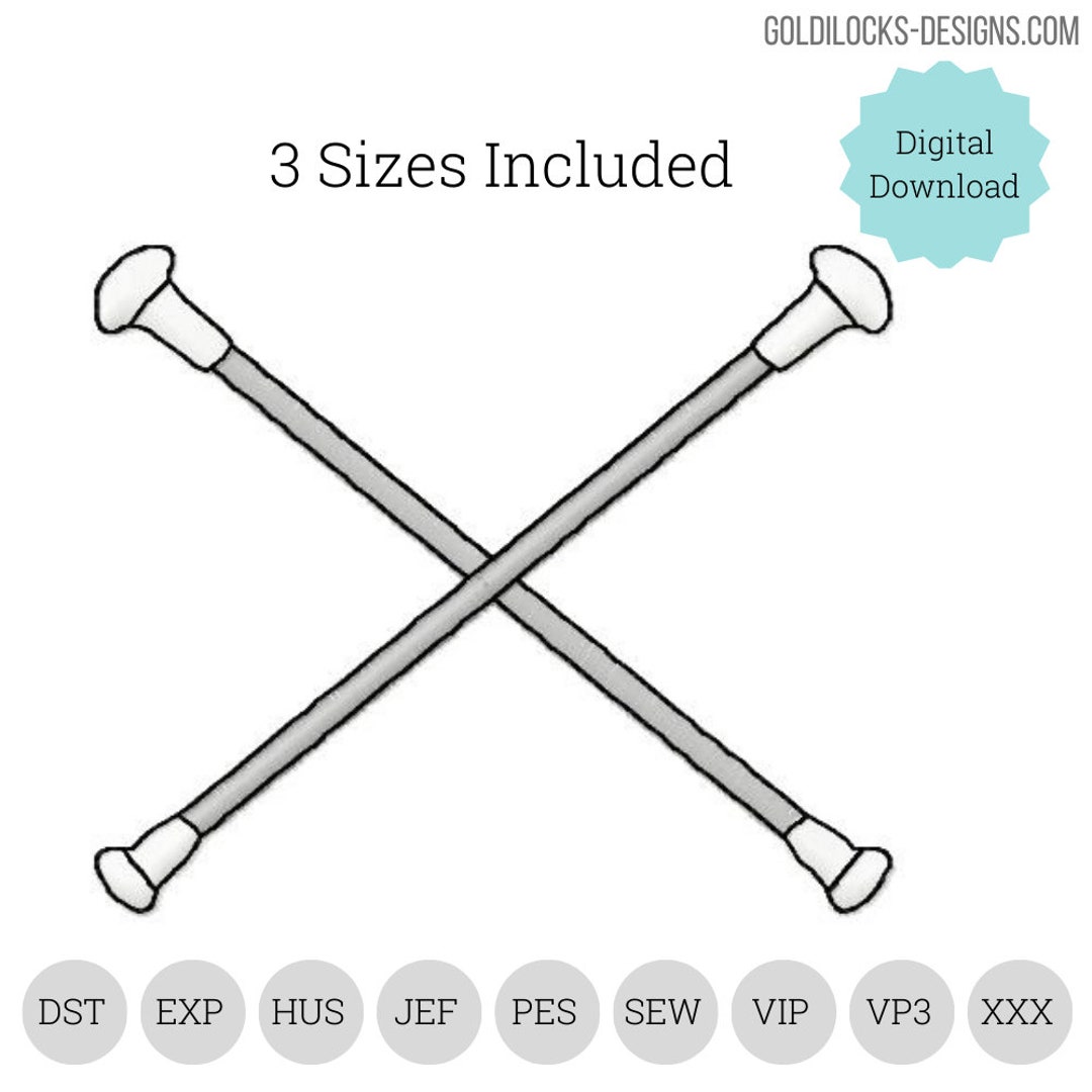 Batons Crossed Embroidery Design 3 Sizes 2", 3", 4" Embroidery Machine ...