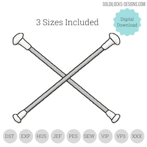 Batons Crossed Embroidery Design 3 Sizes 2", 3", 4" Embroidery Machine ...