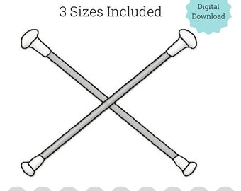 Batons Crossed Silhouette Embroidery Design 3 Sizes 2, 3, 4 Embroidery ...