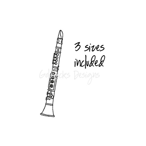 Clarinet Outline Embroidery Design 3 Sizes Included 3 - Etsy