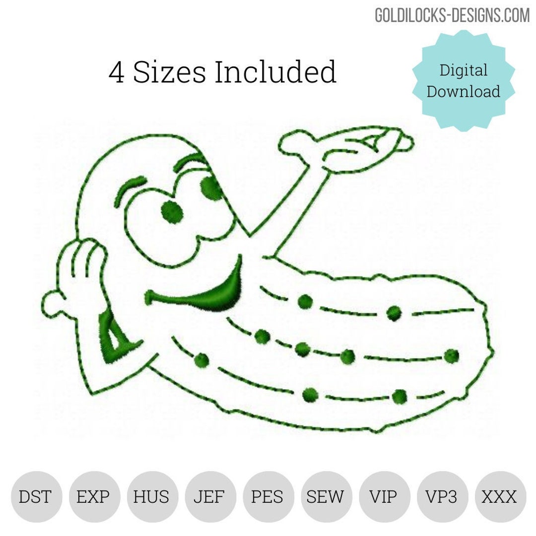 Pickle Embroidery Design in 4 Sizes. Cute Quick Stitch Embroidery ...
