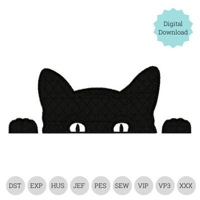 Peeking Kitty Design 3 Sizes Included Cat Embroidery Machine - Etsy