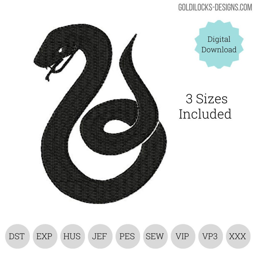Snake Embroidery Design 3 Sizes- Fill and Outline- Included! 2", 3", 4 ...