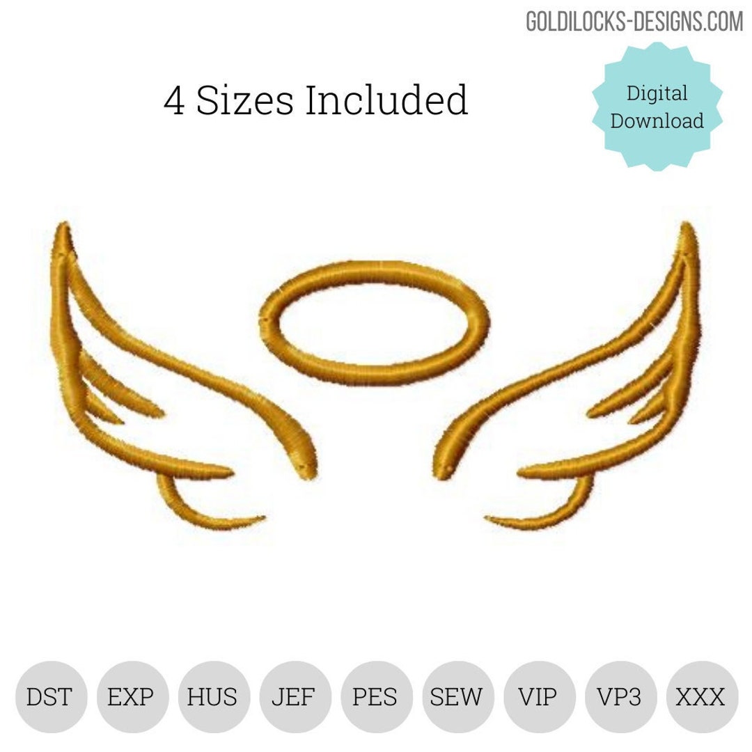 Angel Wings Embroidery Design 4 Sizes Included Religious Logo ...