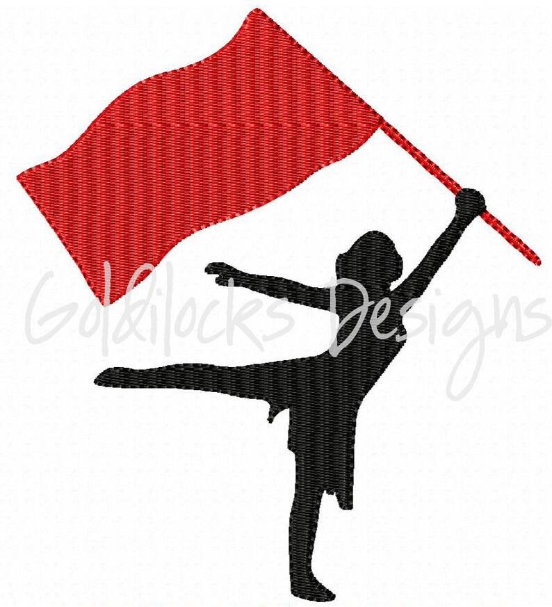 Color Guard Flag Twirler Dancing 2 Silhouette Embroidery | Etsy