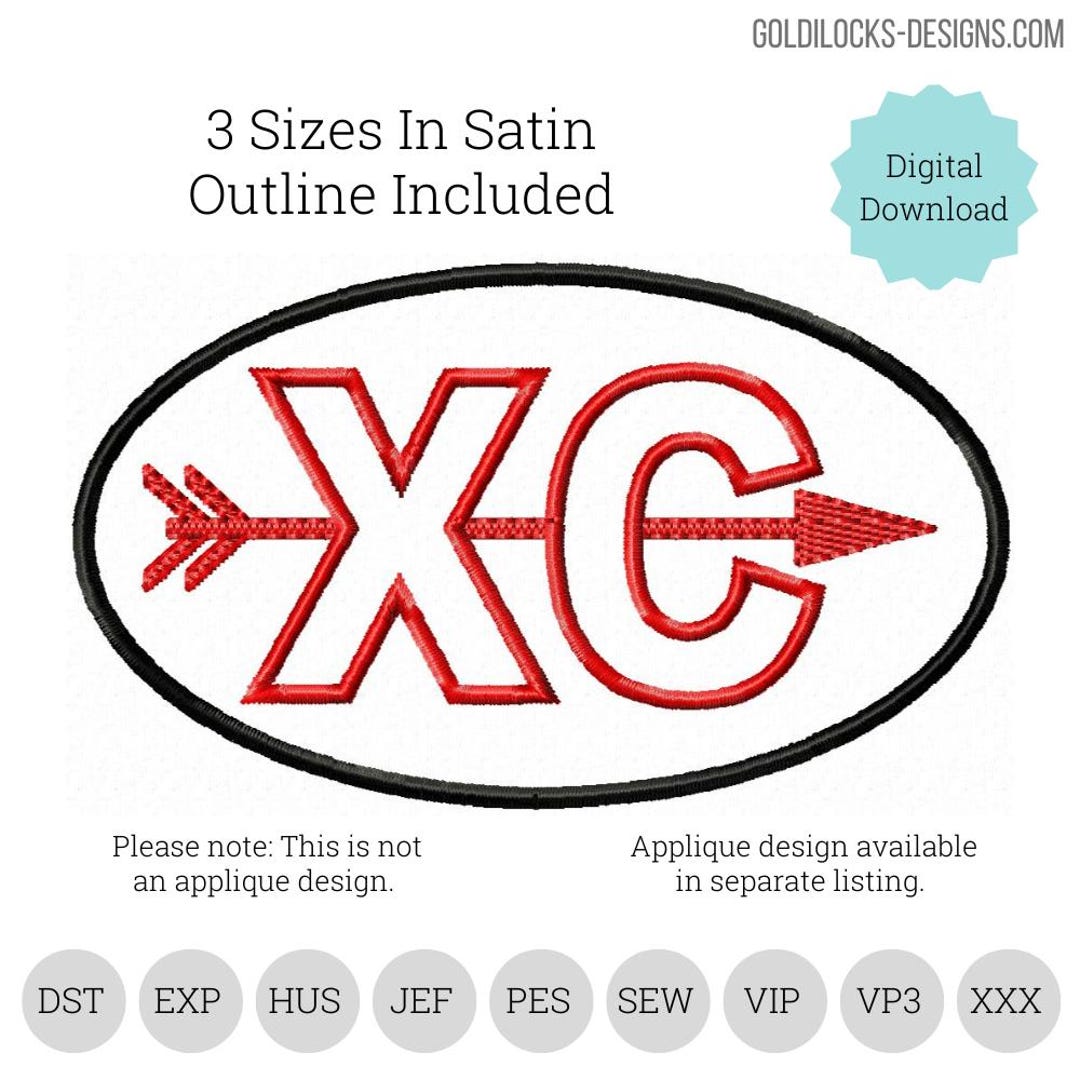 Cross Country XC Logo Embroidery Design With Filled Arrow and Thick ...