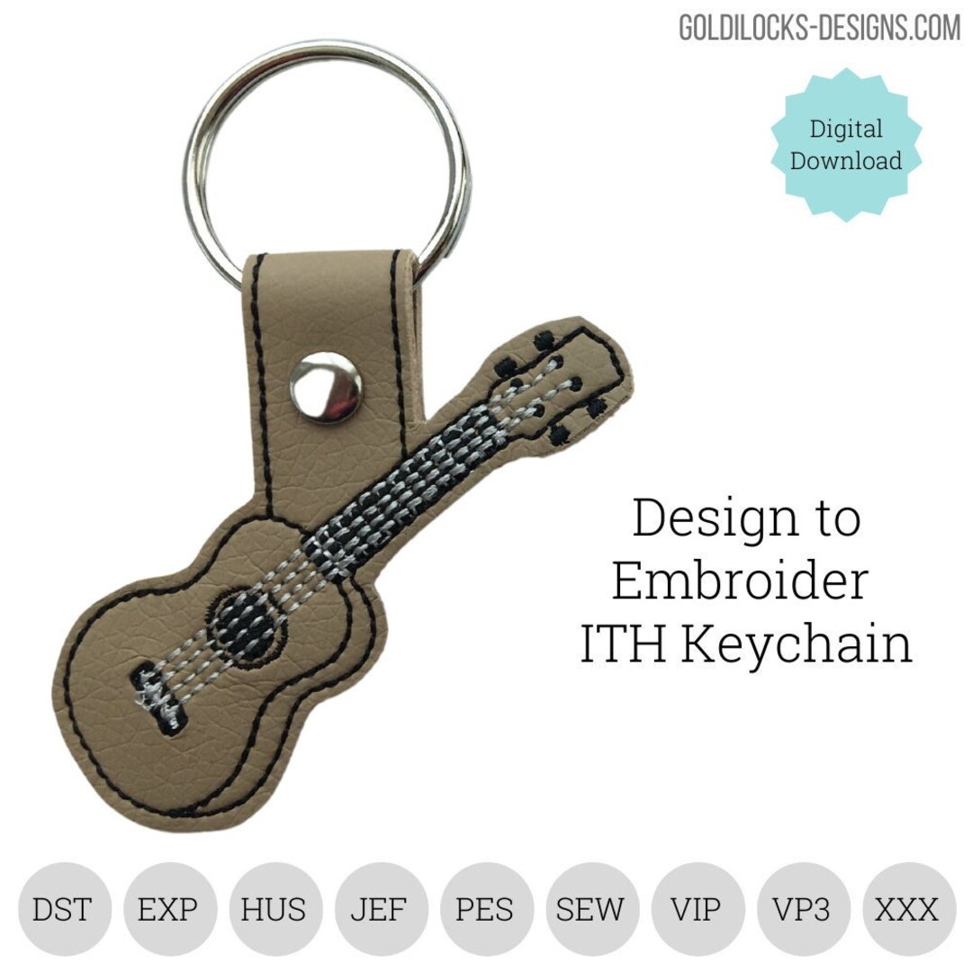 Ukulele Keychain Key Fob Design. ITH in the Hoop Snap Tab Design for ...
