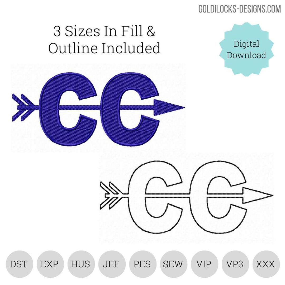 Cross Country CC Logo Embroidery Design in Fill and Outline in 3 Sizes ...