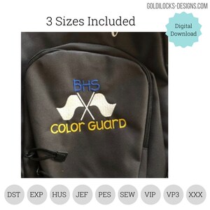 Color Guard Crossed Flags Embroidery Design 3 Sizes Included! 2", 3", 4 ...