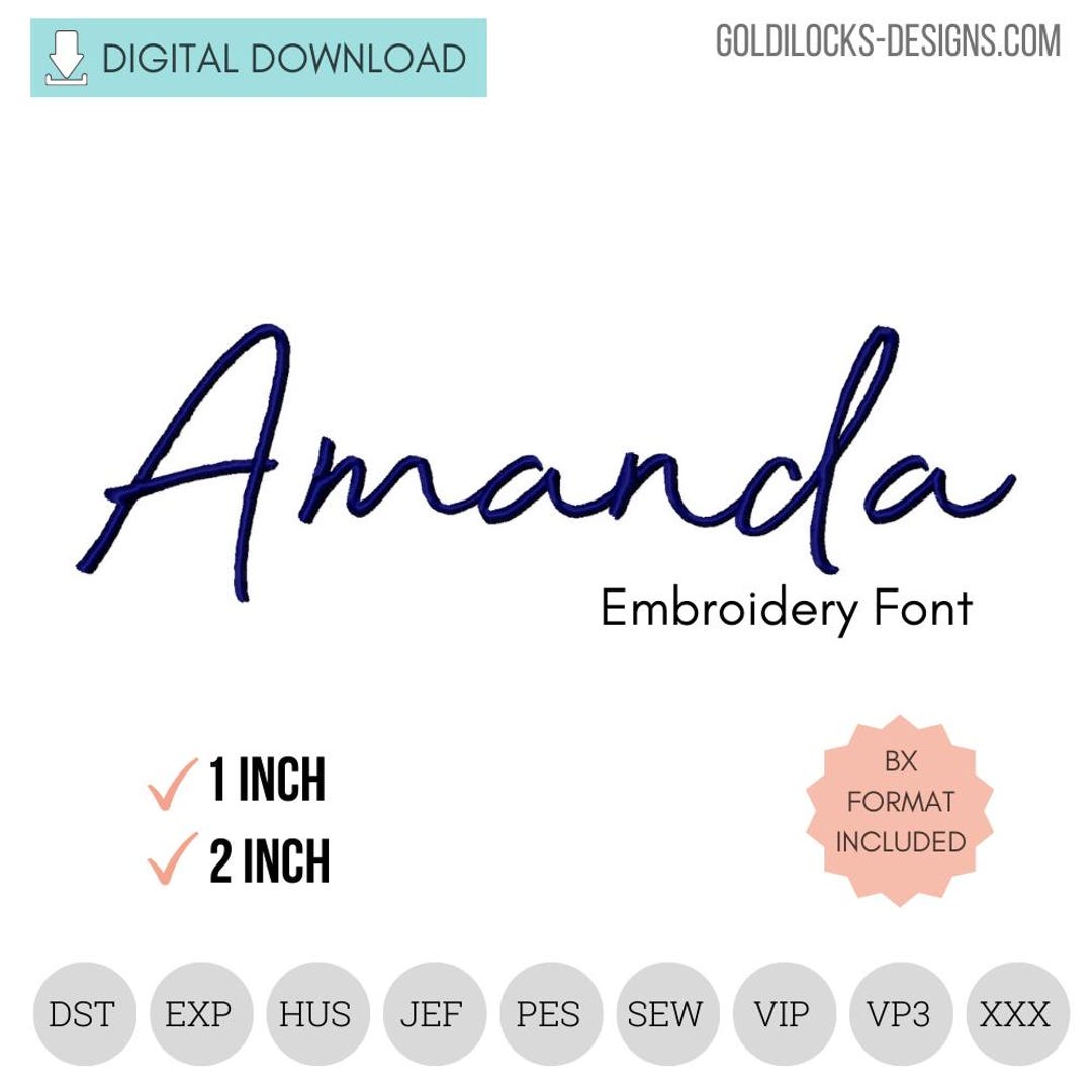 Amanda Script Handwriting Machine Embroidery Font Embroidery Font in 2 ...
