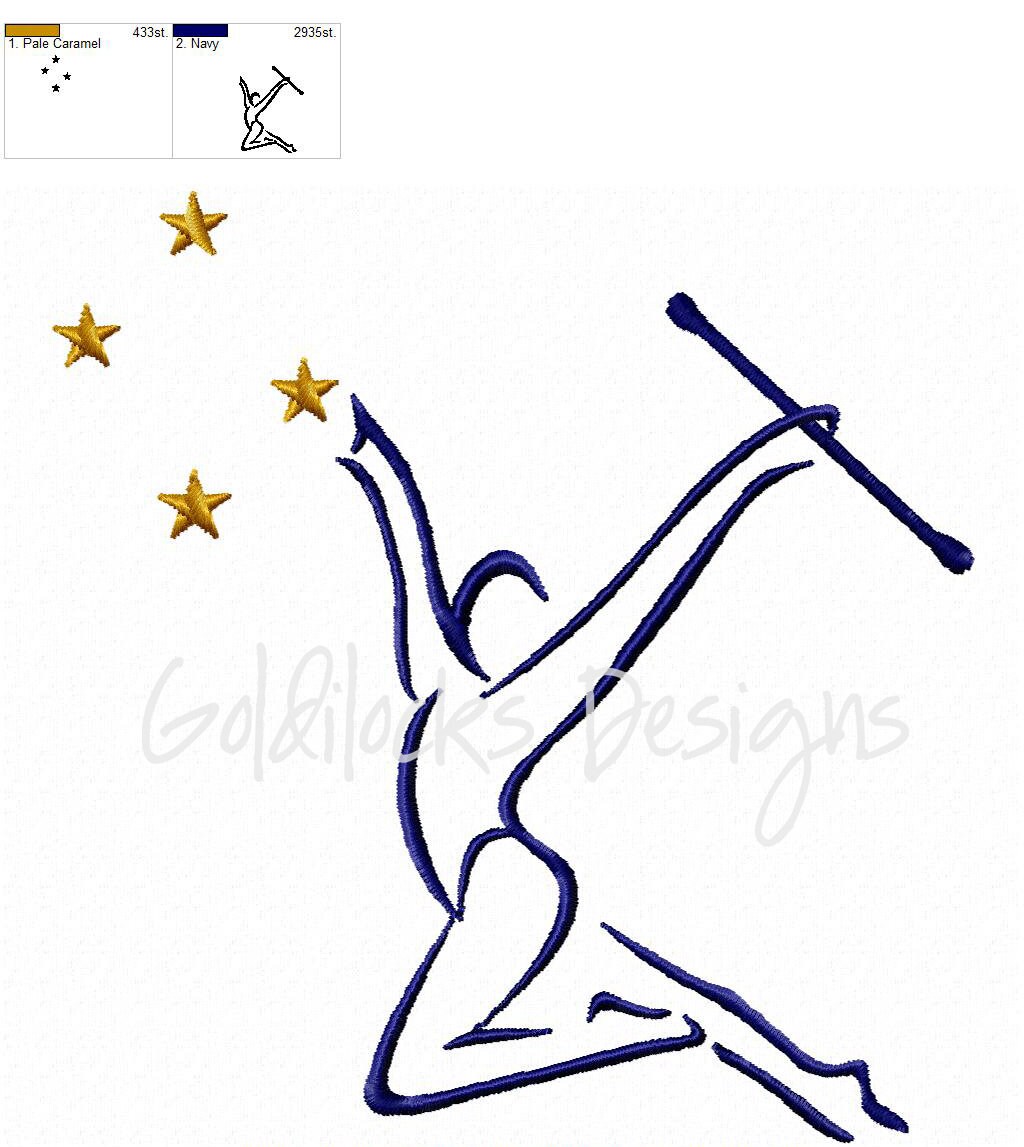 Baton Twirler Sketch Silhouette Embroidery Design 3 Sizes - Etsy