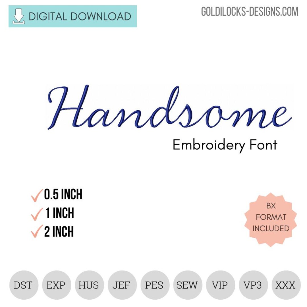 Handsome Pro Script Machine Embroidery Font – Elegant Cursive ...