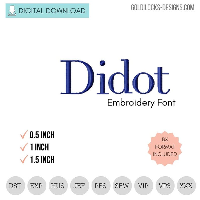 Didot Classic Serif Machine Embroidery Font in 3 Sizes Bx Format ...