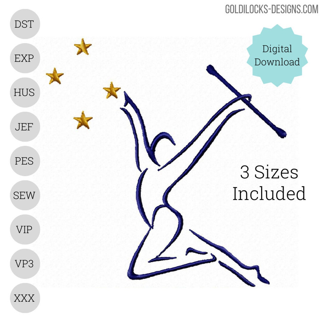 Baton Twirler Sketch Silhouette Embroidery Design 3 Sizes Embroidery ...