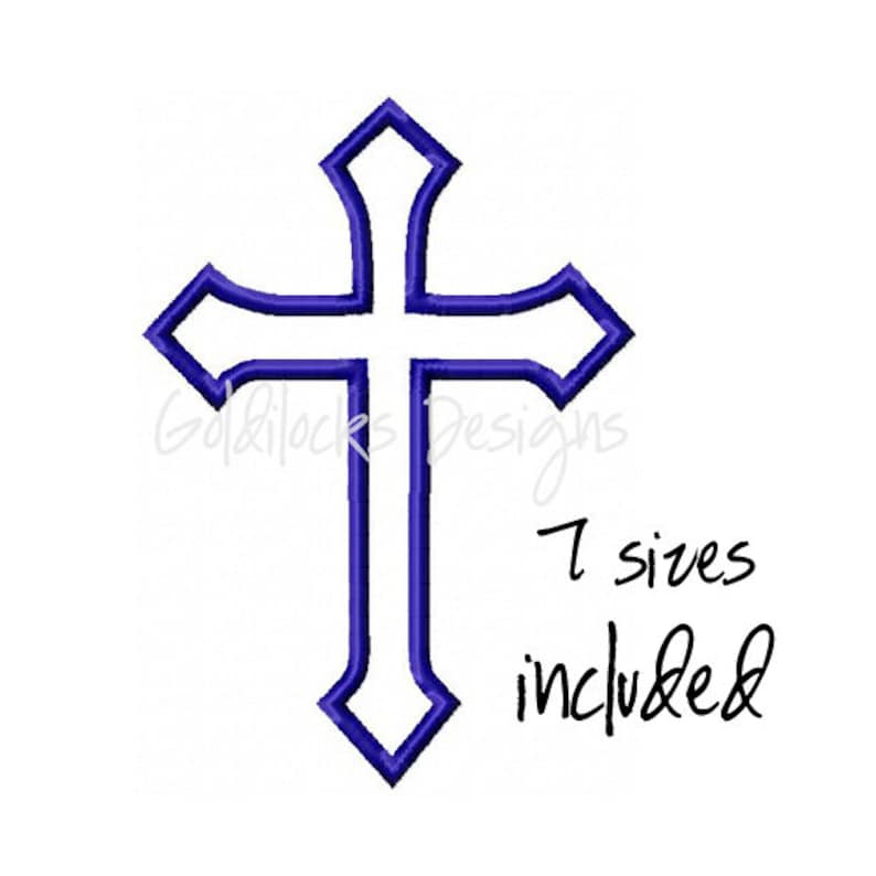 Christian Cross Elegant 7 sizes included Embroidery | Etsy