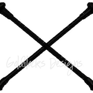 Batons crossed silhouette embroidery design 3 sizes 2 | Etsy
