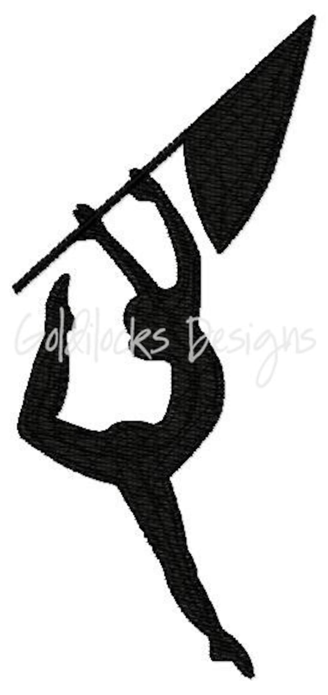 Color Guard Flag Twirler Dancer Silhouette Embroidery Design 3 - Etsy