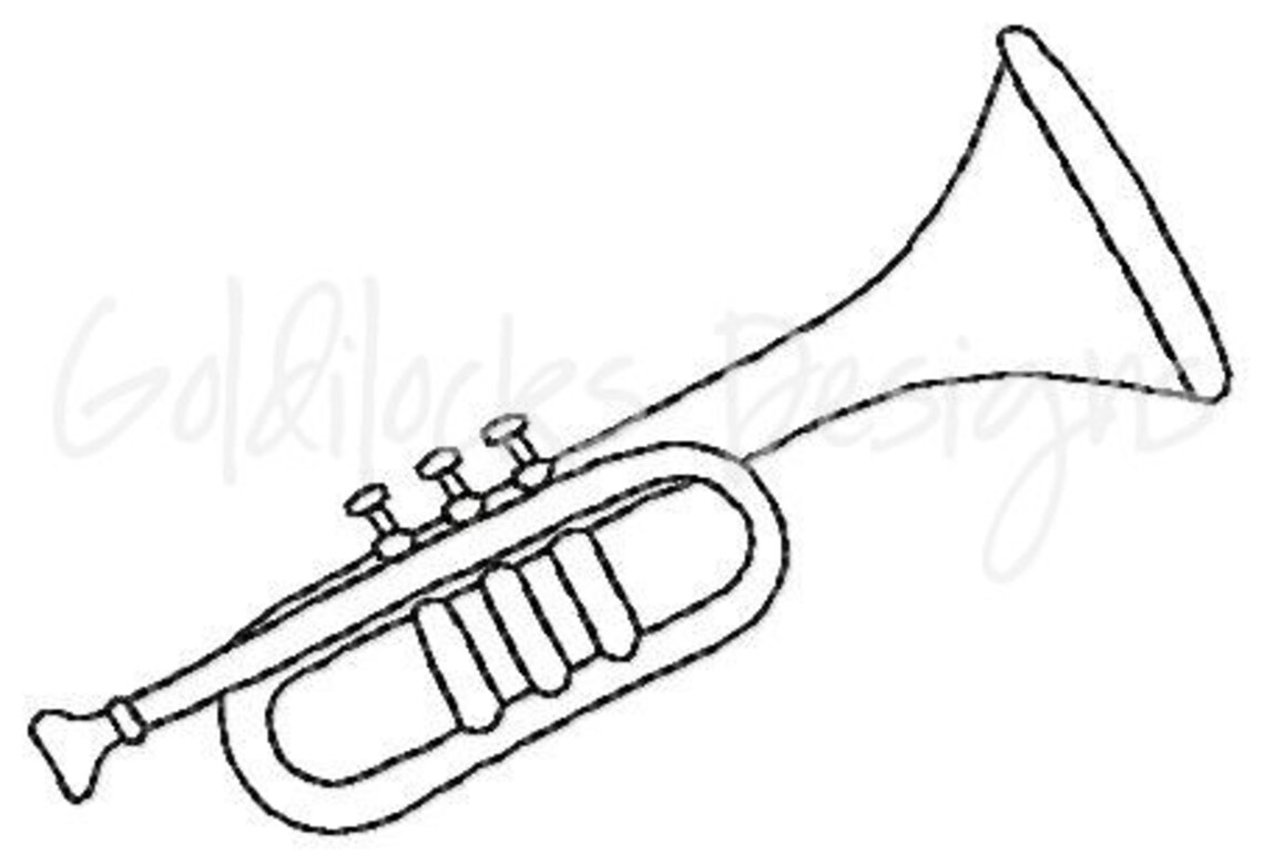 Trumpet Outline Embroidery Design 3 Sizes Included 2 | Etsy