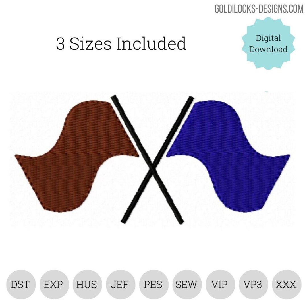 Color Guard Crossed Flags Embroidery Design 3 Sizes Included! 2", 3", 4 ...