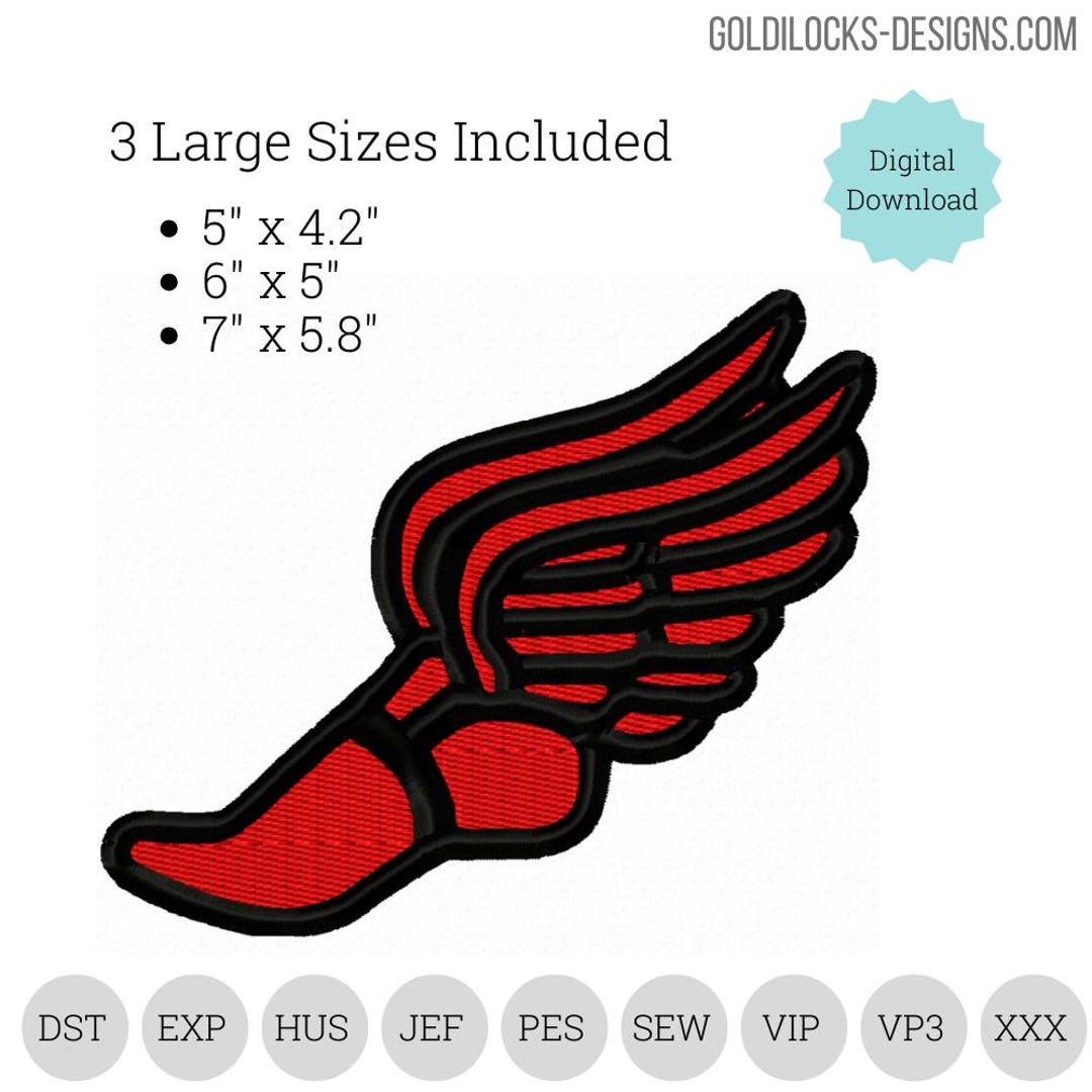 Winged Shoe Track and Field Embroidery Design in 3 Large Sizes Runners ...