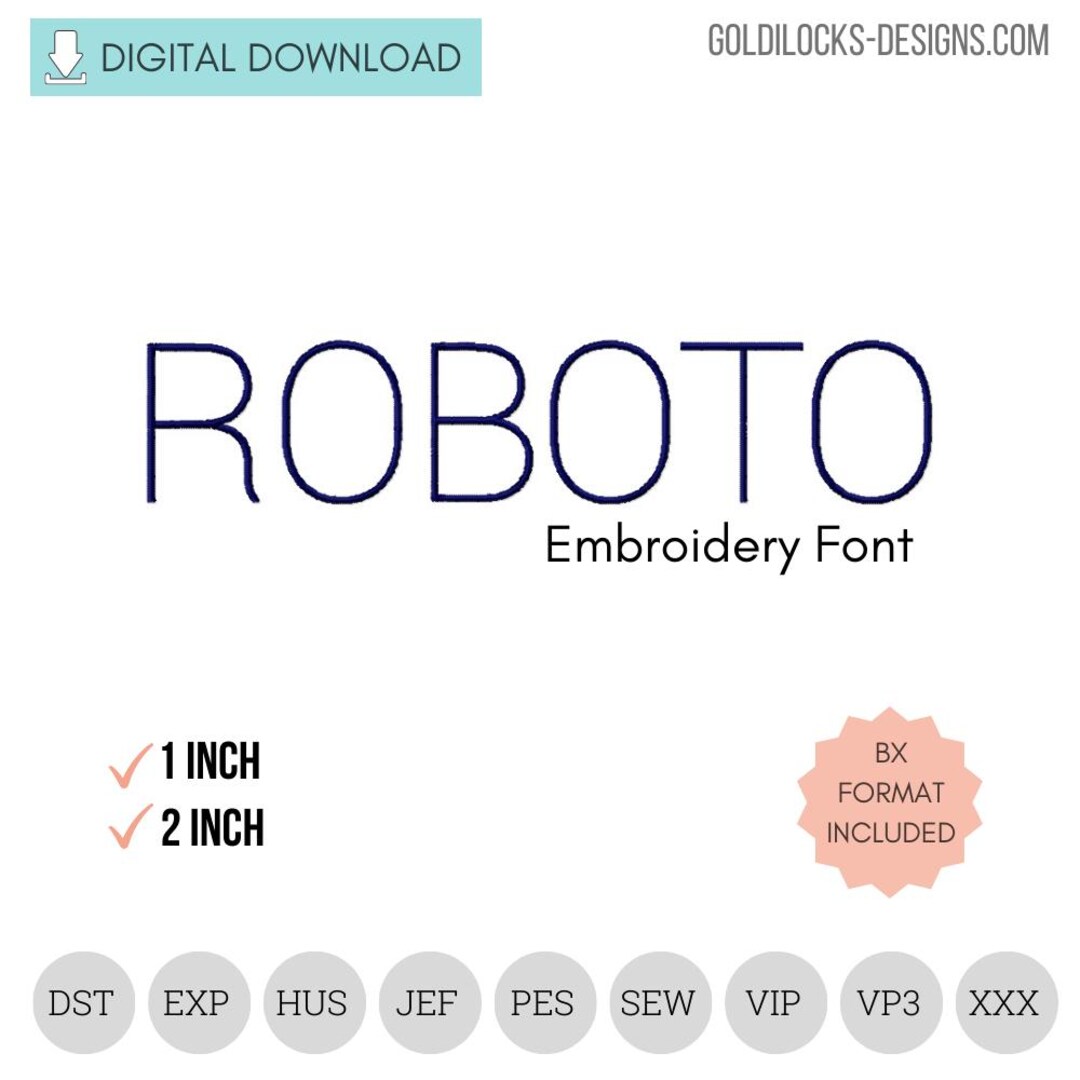 Roboto Sanserif Thin Machine Embroidery Font in 2 Sizes Bx Format ...