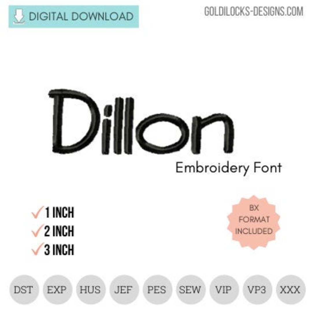 Dillon Cute Fun Trendy Handwriting Script Machine Embroidery Font in 3 ...
