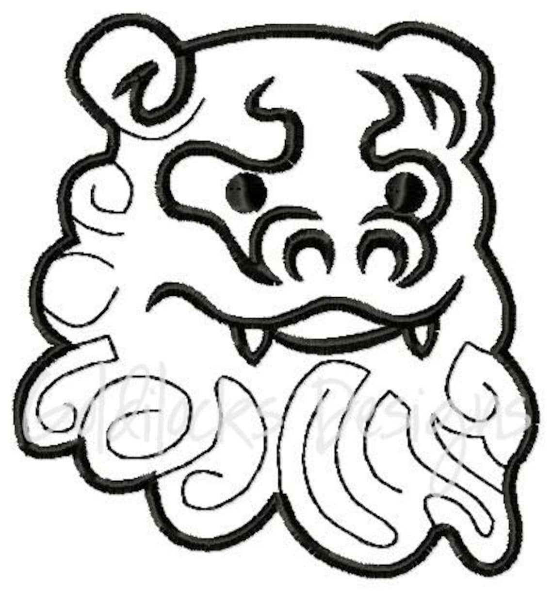 Shisa Head Japan Embroidery Design in Both Left and Right - Etsy