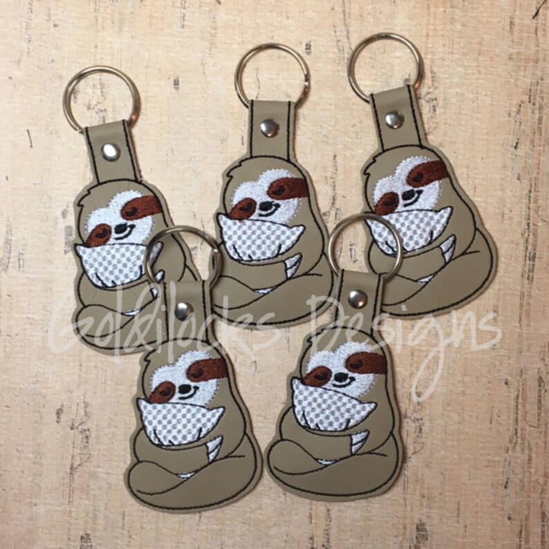 Sloth With Pillow Keychain Keyfob With Kamsnap Closure. ITH - Etsy